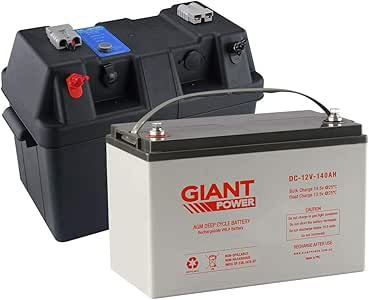 Giant Power 140AH 12V Deep Cycle AGM Powered Battery Box Combo: Amazon ...