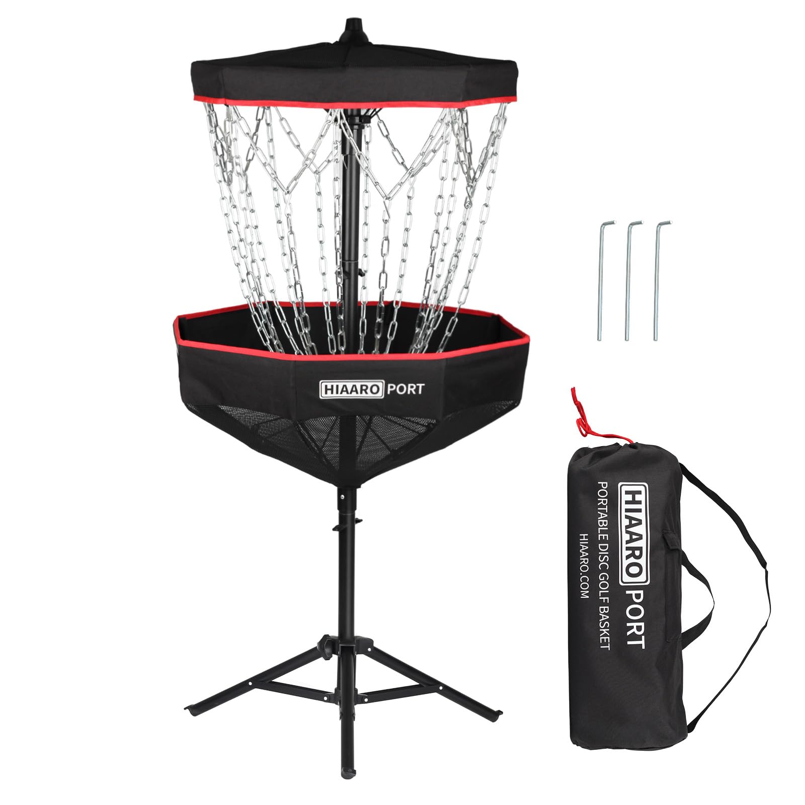 PDGA Approved - HIAARO Portable Disc Golf Basket with 16 Heavy Duty ...