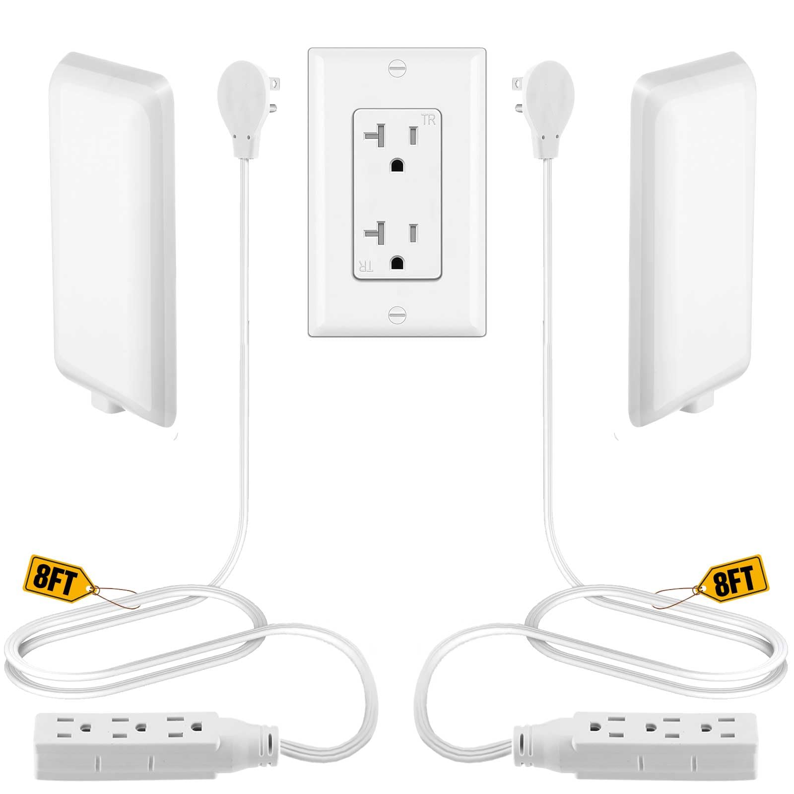 Tellegloww 2 Pack 8 FT Flat Plug Extension Cord with Outlet Cover, Pet ...