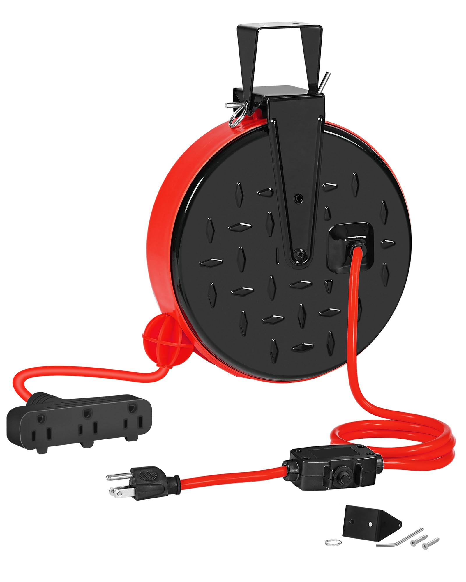 WILAWELS 30 Ft Retractable Extension Cord Reel, 16/3 Gauge SJTW Power ...