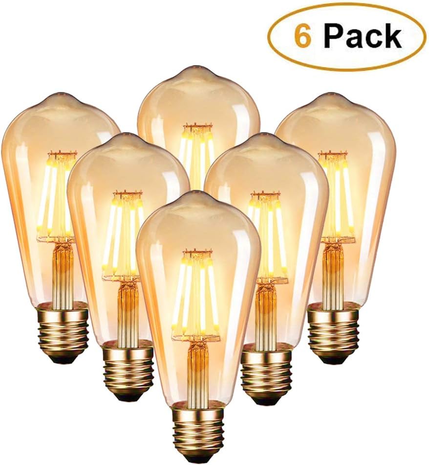 LED Vintage Edison Bulb,E27/ST64 4W(40W Equivalent) Screw Filament Bulb ...