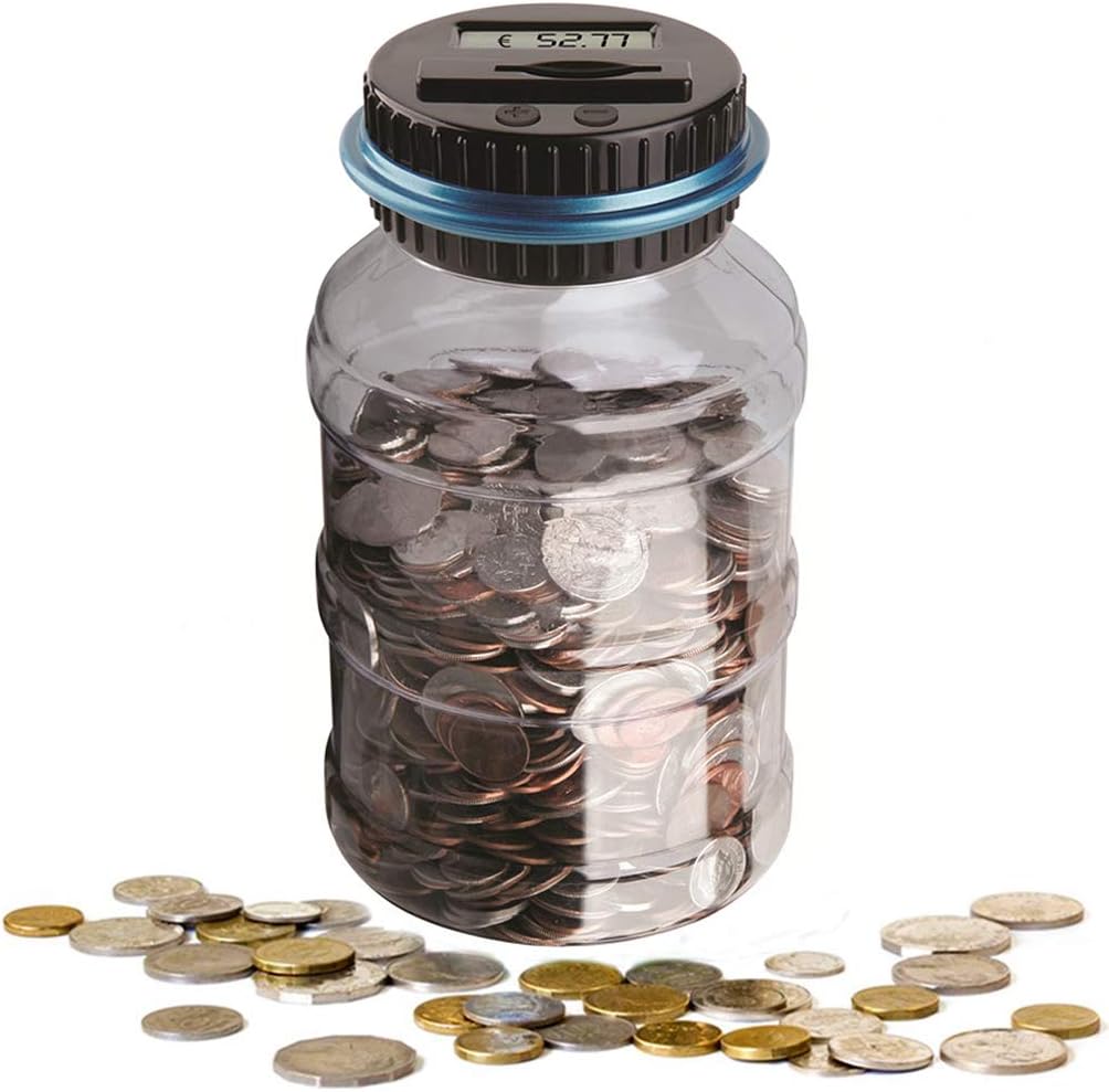 BESTZY Digital EUR Money Saving Box, Coins Automatic Counting Money Box ...