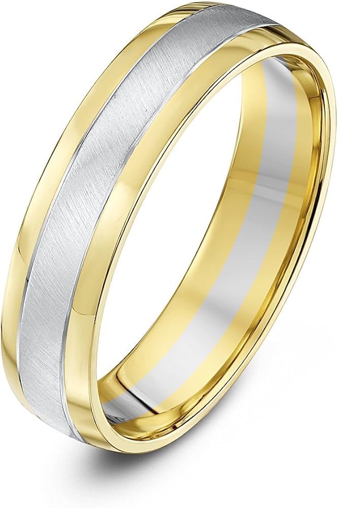 Theia Ehering Zwei Farben, 9 Karat Weißgold mit Gelbgold, Matter Ovale ...