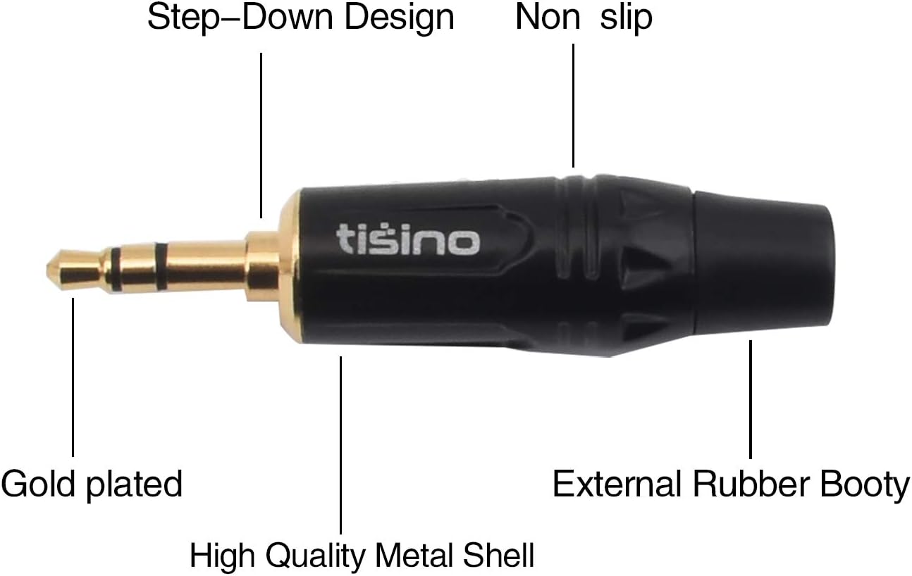 TISINO 3.5mm Mini Stereo Jack Plug to Dual XLR Male Breakout Lead Cord ...
