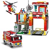 Amazon.com: HOGOKIDS City Fire Station Building Kit - 776 PCS Fire ...