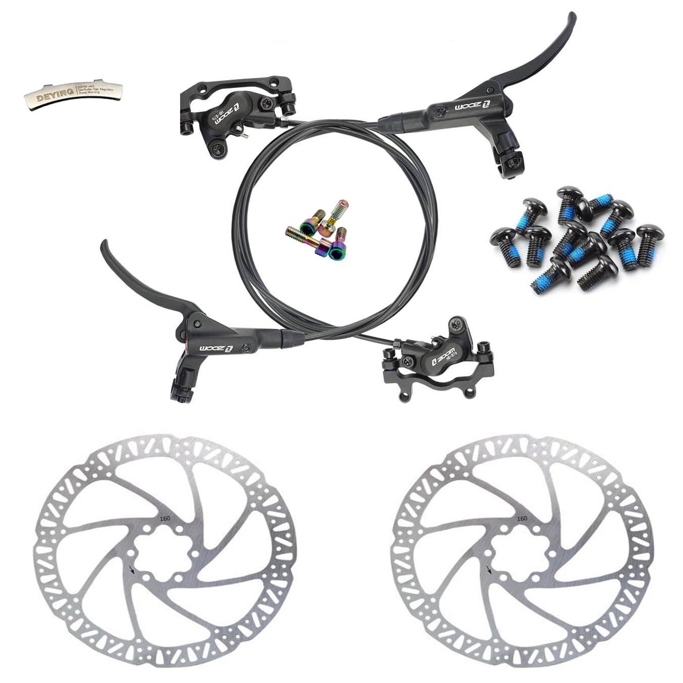 DEYING Zoom 4-Piston MTB Hydraulic Disc Brake Set/w 160mm Disc Rotors ...