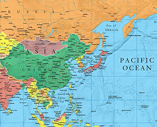 24x36 World Wall Map by Smithsonian Journeys - Blue Ocean Edition ...