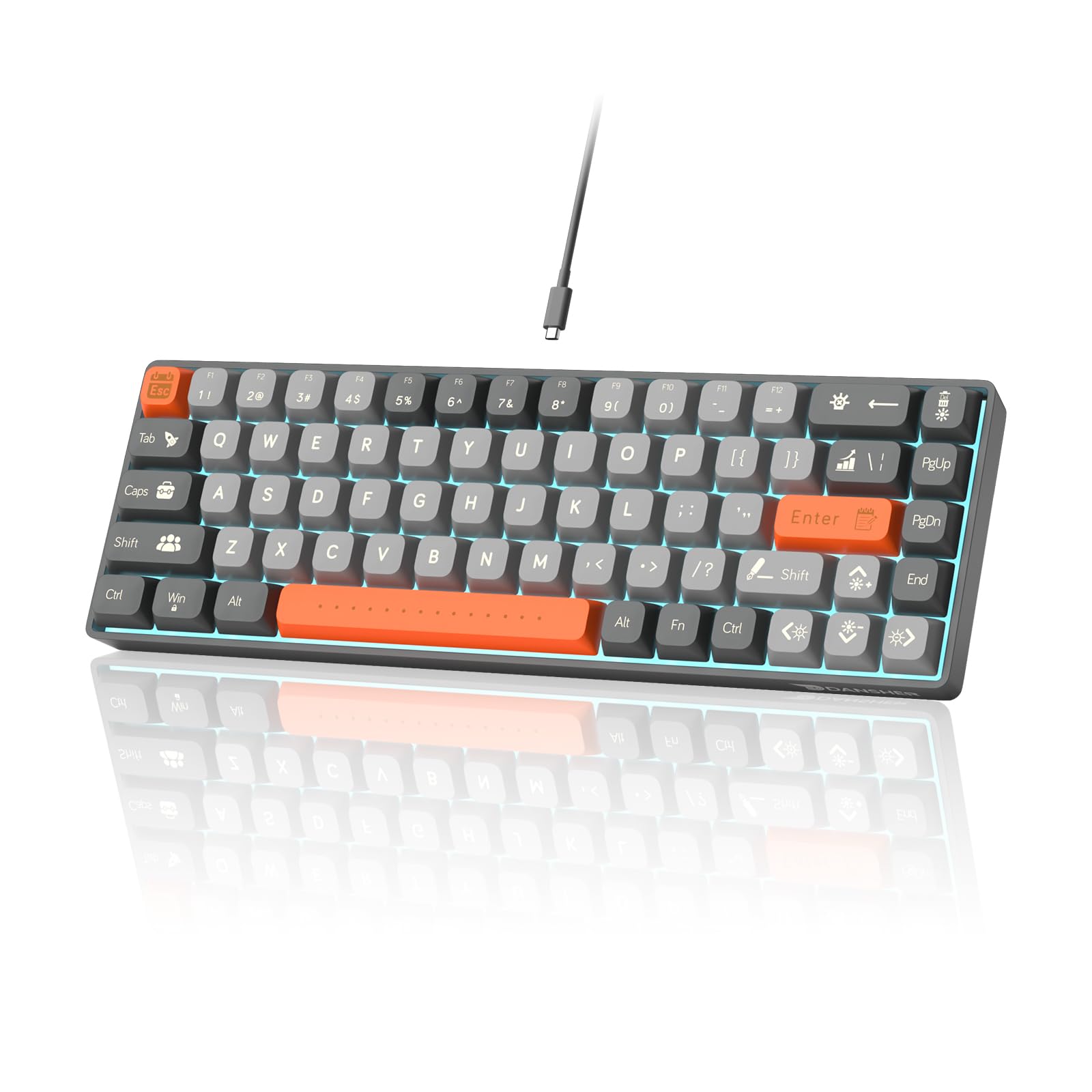Creamy Sounding Wired 60% Gaming Mechanical Keyboard, Blue LED Backlit ...