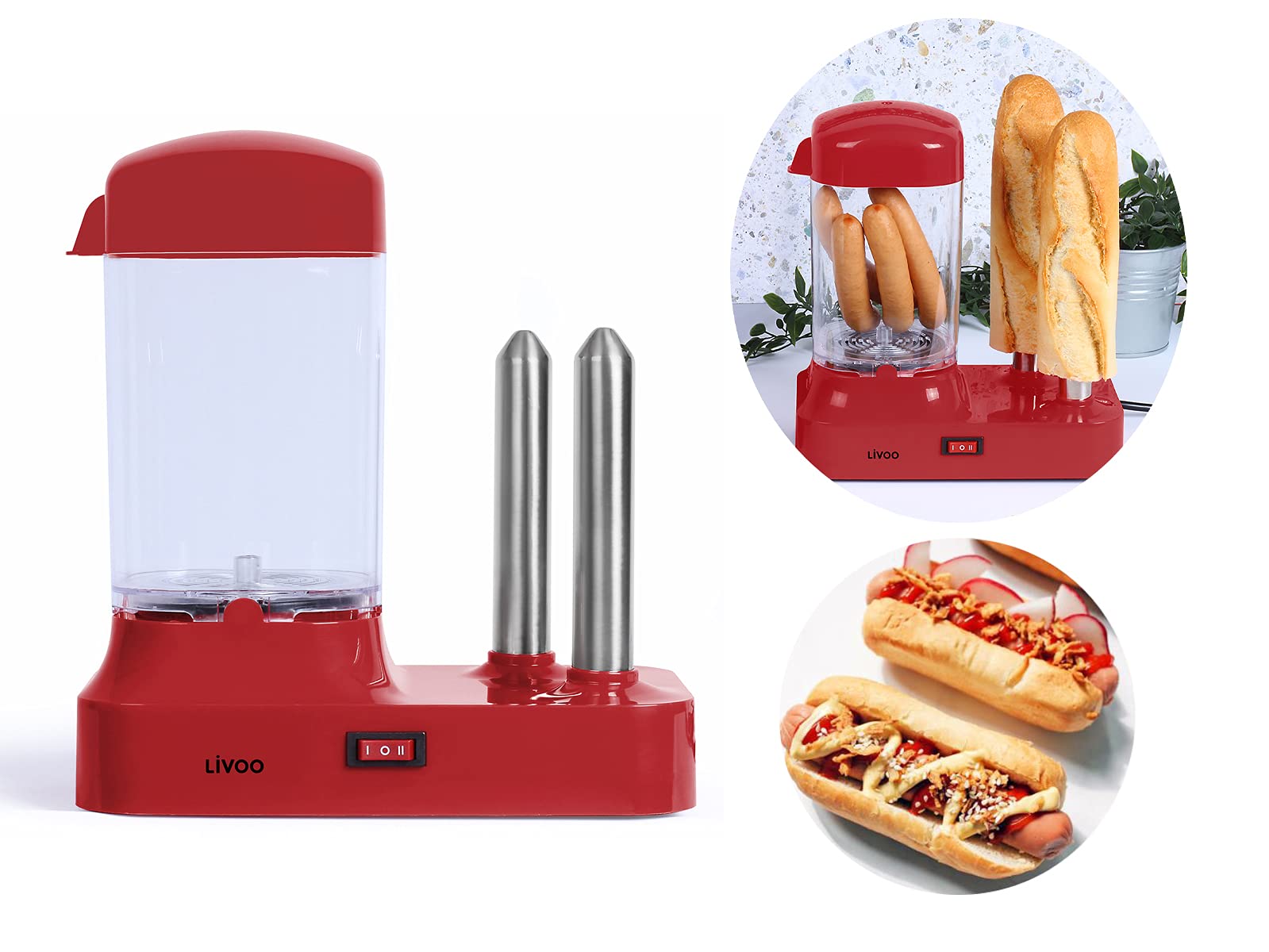 Mua Hot Dog Maker for 6 Sausages - Hot Dog Machine with Removable Heat ...