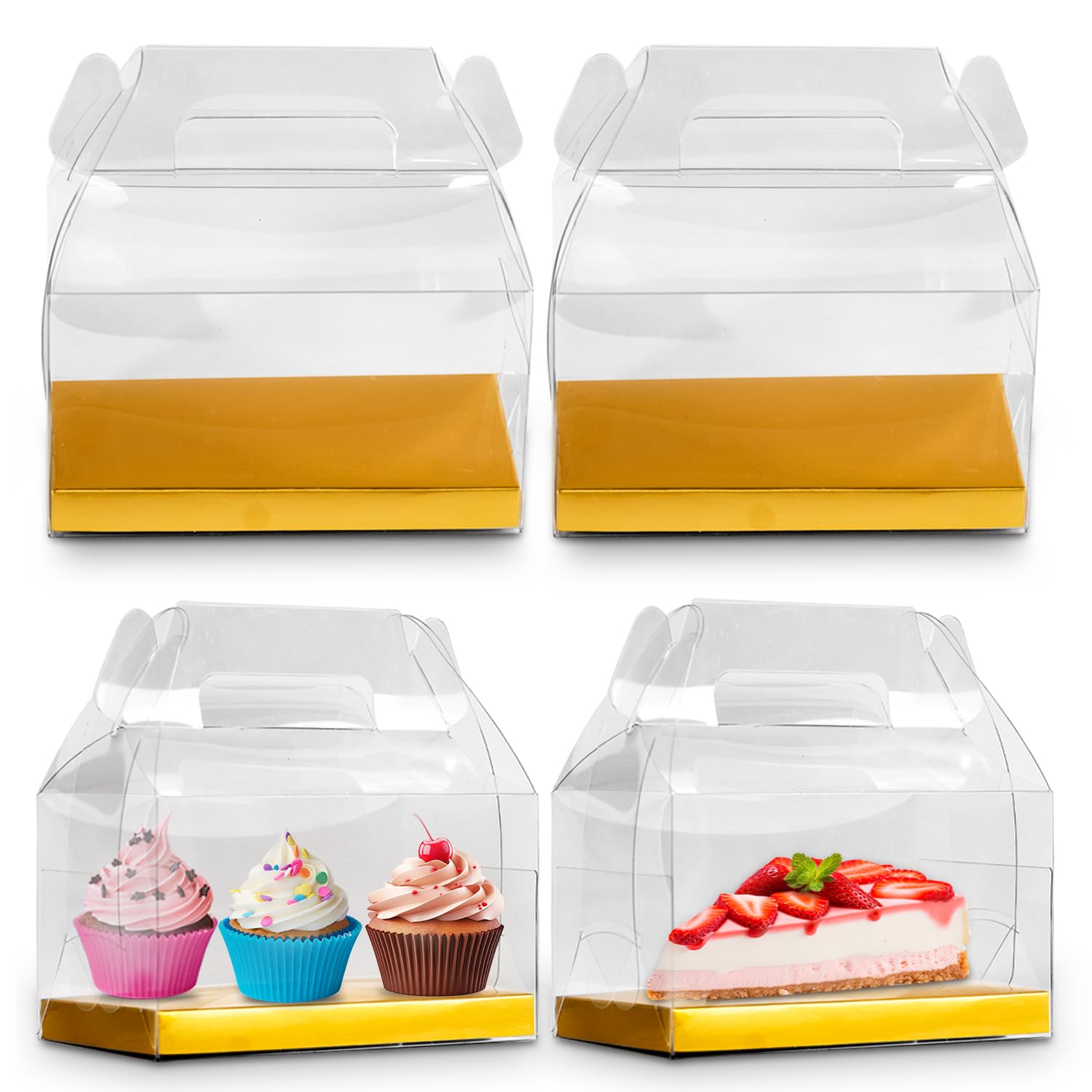 AUREVA PRODUCTS LLC 20 Pack Clear Gable Bakery Gift Boxes with Gold ...