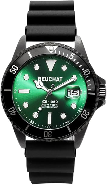 Beuchat Men's Watch Collection Black/Green gb1950 Reference beu1950-72 ...