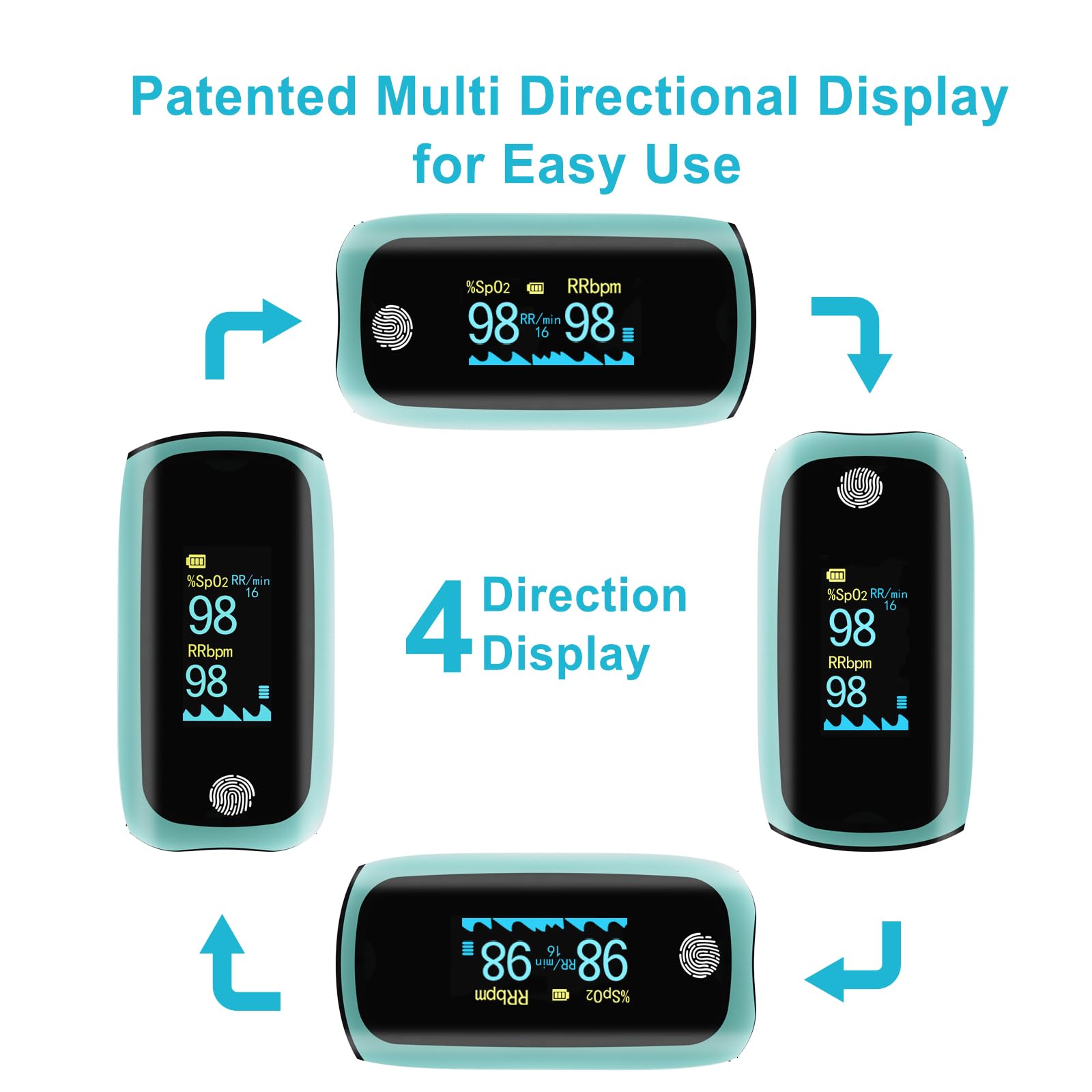 Pulse Oximeter Rechargeable, Pulse Ooximeter With Respiratory, Respiration Rate Monitor ...