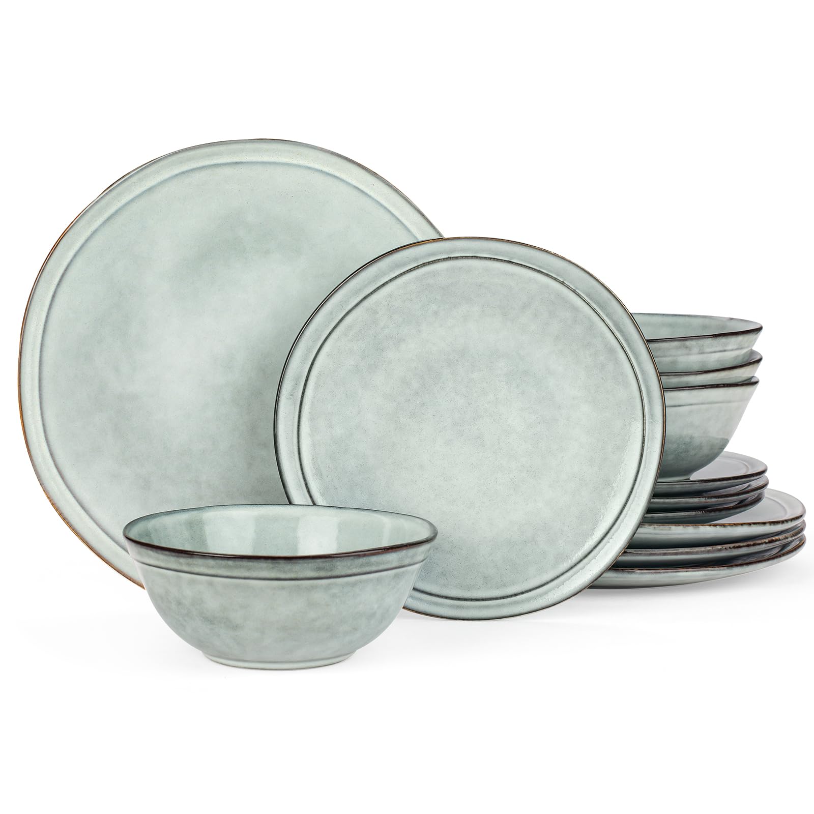 Famiware Aegean Dinnerware Set for 4, Plates and Bowls Sets, 12-Piece ...