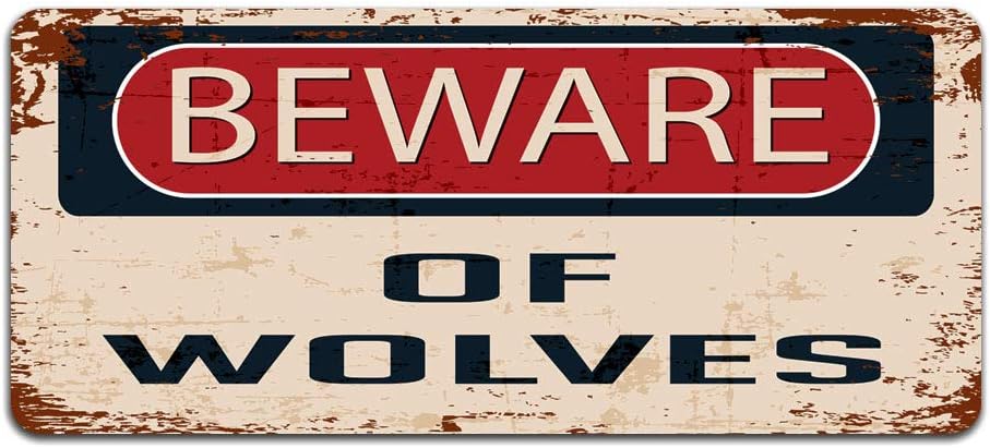 Beware of Wolves - Vintage Effect Metal Sign / Plaque: Amazon.co.uk ...