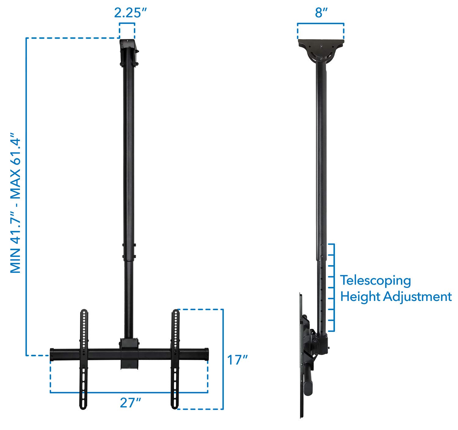 Mount-It Ceiling TV Mount Bracket, Fits 40 42 47 50 55 60 70 Inch Flat ...