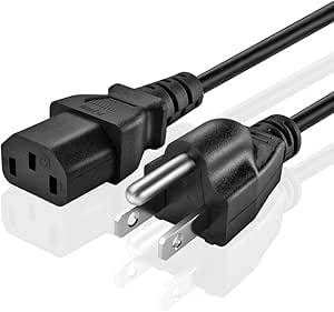 Amazon.com: TNP AC Power Cable Computer Monitor Cord 12 Feet 10a 125v 3 Prong TV Plug-in Cord ...