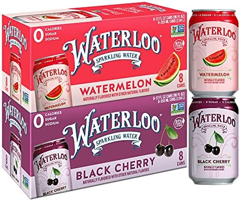 Waterloo Sparkling Water Two-Flavor Pack, 12 Fl Oz Cans, Pack of 16, 8 ...