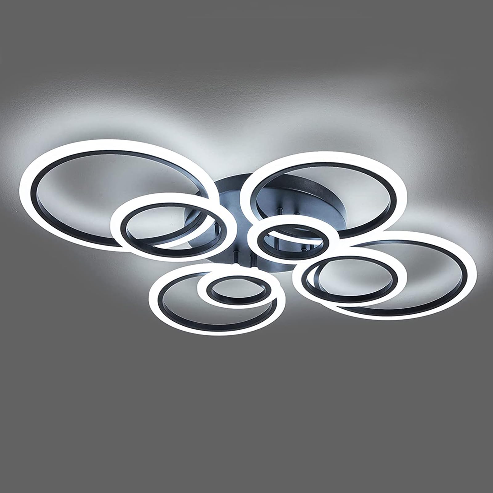 Shine LUEST Modern Ceiling Light, 41.3'' Dimmable LED Black Flush Mount ...