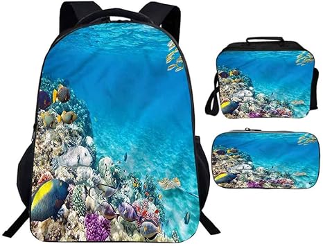Ocean Children Backpack Set,Under the Sea Theme Shells Bookbags 3 in 1 ...