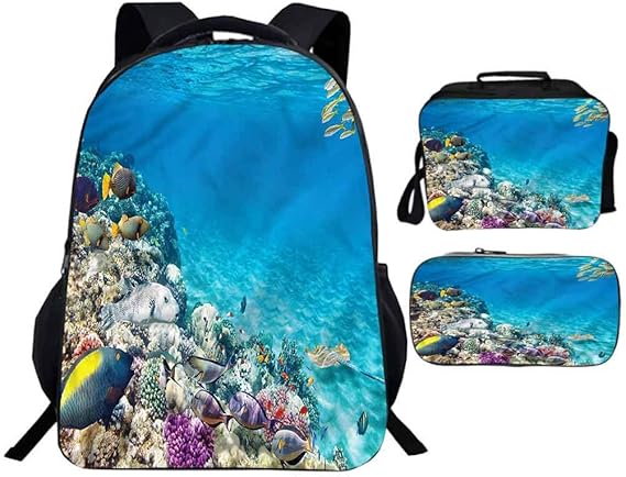 Ocean Children Backpack Set,Under the Sea Theme Shells Bookbags 3 in 1 ...