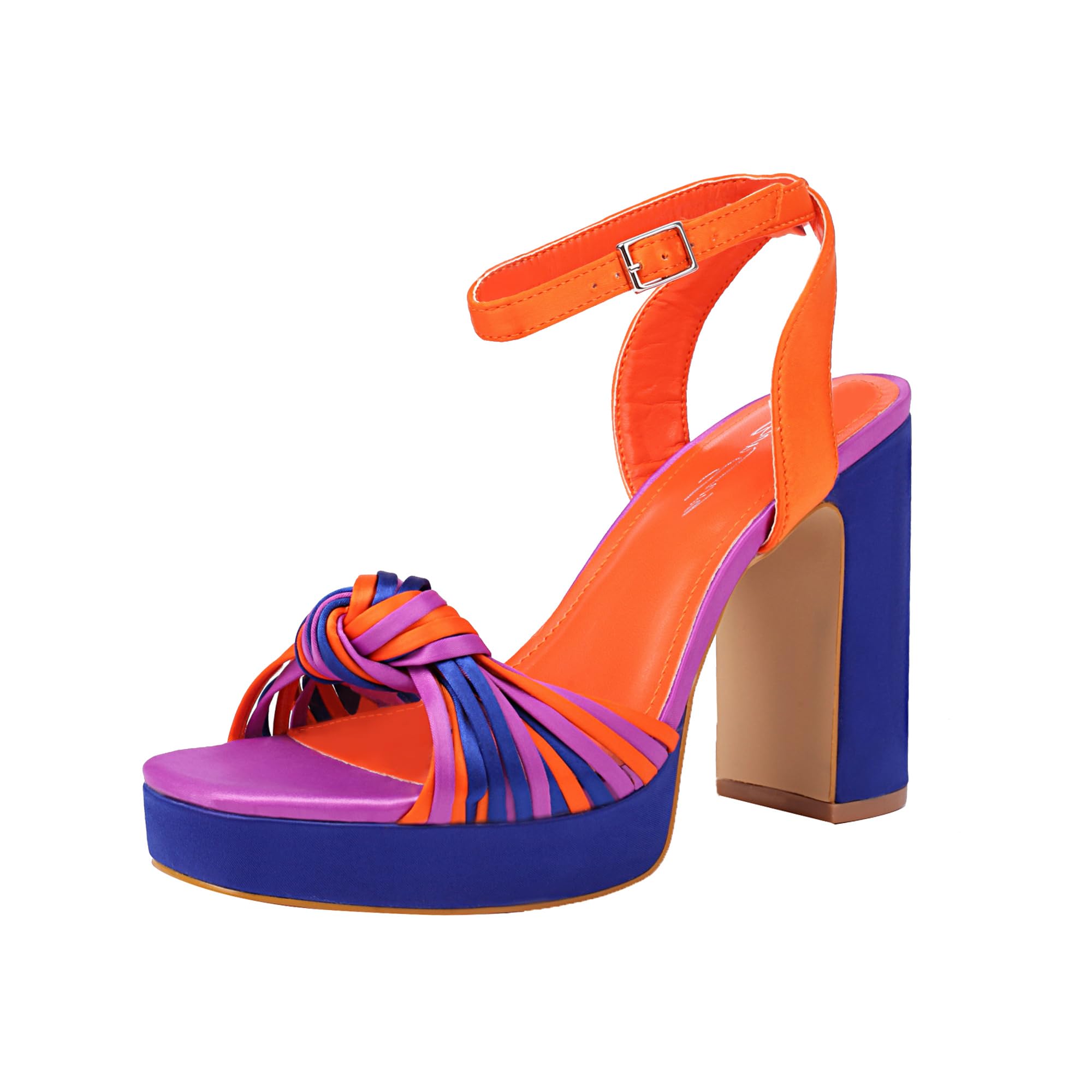 sun gurg Purple Strappy Heels for Women Square Open Toe Sandals ...