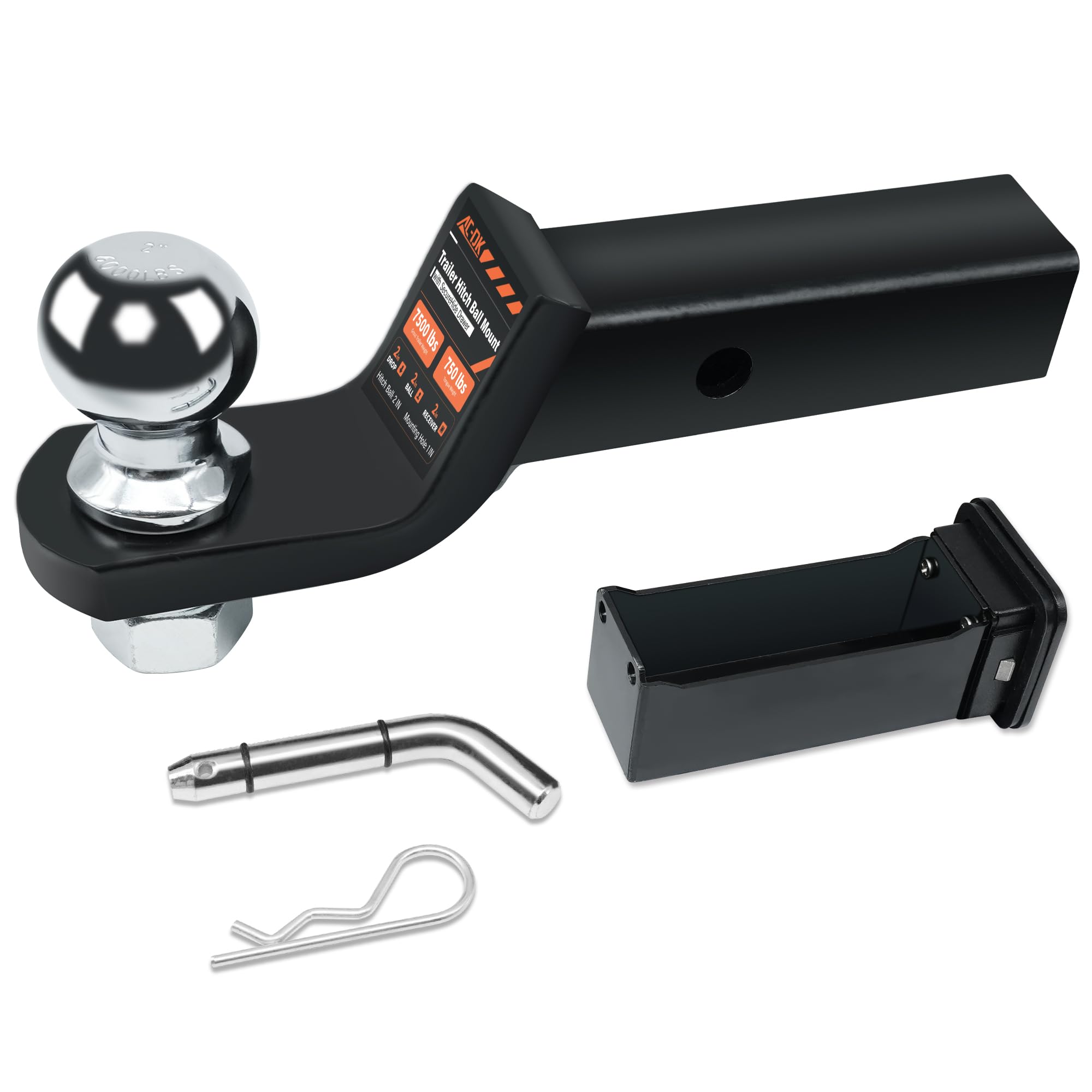 AC-DK 2" Trailer Hitch with Concealed Key Vault Drawer | Includes 5/8 ...