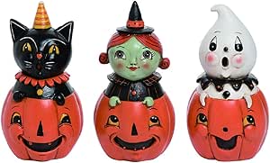 Amazon.com: Halloween Resin Peek A Boo Pumpkin Characters - 3 Assorted ...