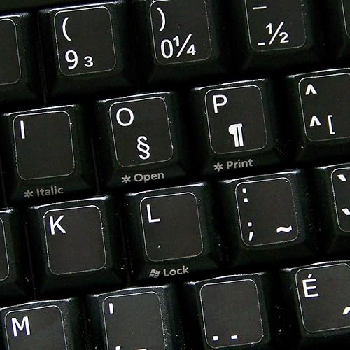 French QWERTY Canadian Non-Transparent Keyboard Labels ON Black ...