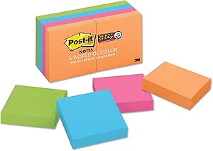 Amazon.com : MMM6228SSAU - Post-it Notes Super Sticky 2x2 Jewel Pop ...