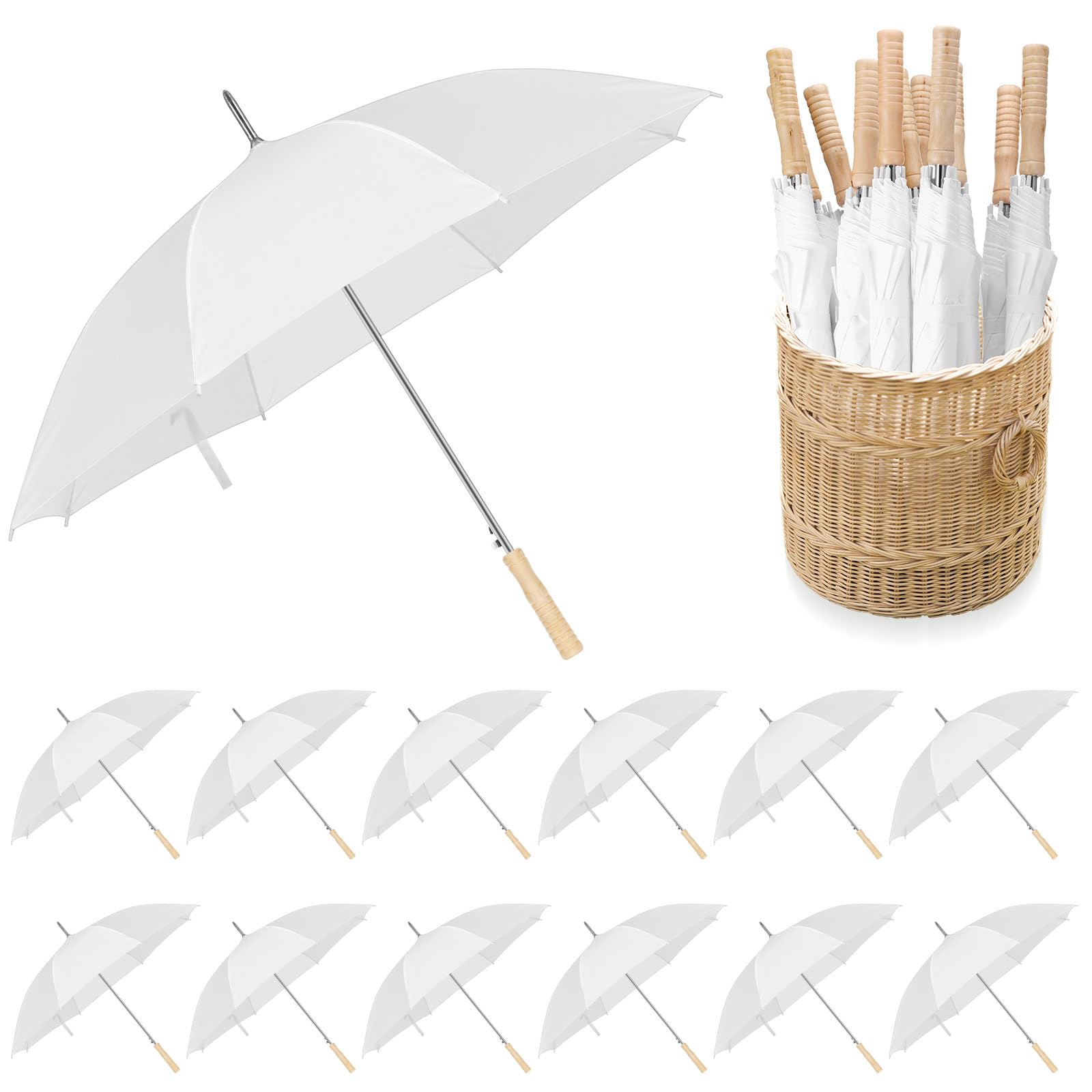 Cosblank 12 Pcs Wedding Umbrellas Bulk, 41 Inch Wedding Stick Umbrellas ...