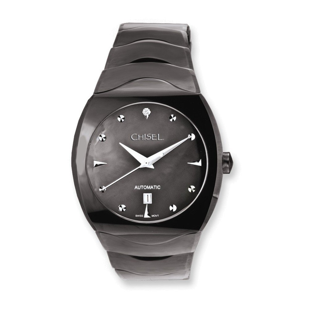 Amazon.com: Mens Chisel Tungsten & Black Mother of Pearl Black Dial ...