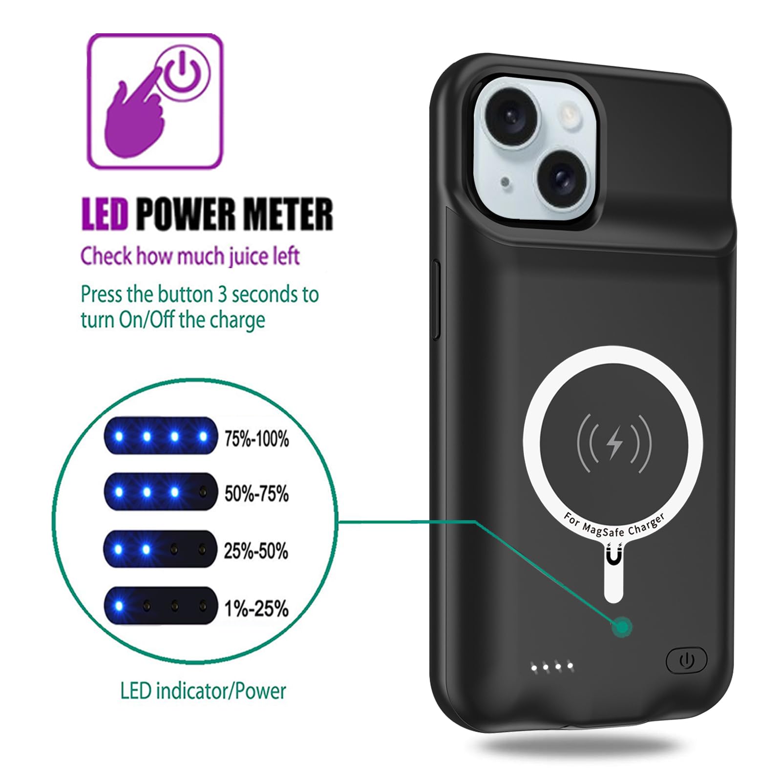 Mua Wireless Charging Case for 15, 10000mAh High Capacity Portable ...