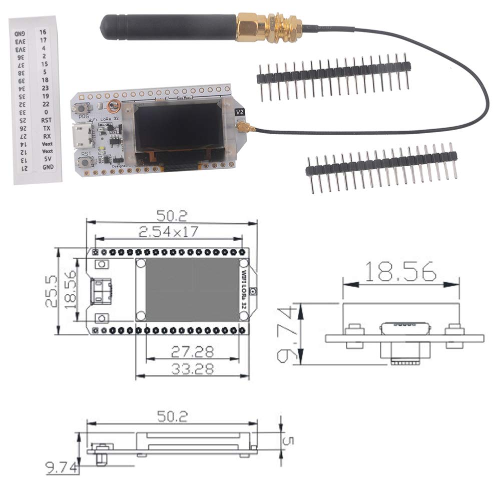 Mua 915 MHz LoRa ESP32 OLED V2 Development Board SX1276 + 915MHz LoRa Antenna for Arduino Smart ...