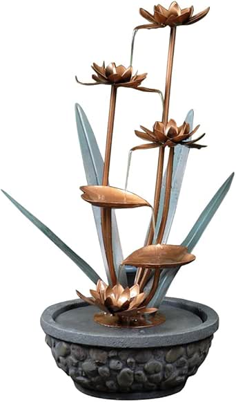 Amazon.com: Polyresin and Fiberglass Tiered Metal Flower Water Fountain ...