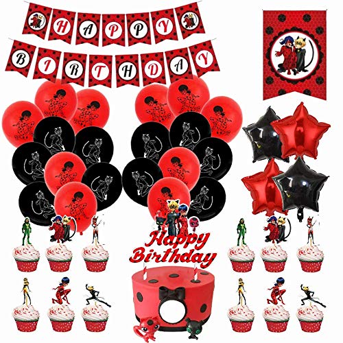 Buy Ladybug Birthday Party Supplies, Miraculous Ladybug Cake Topper ...