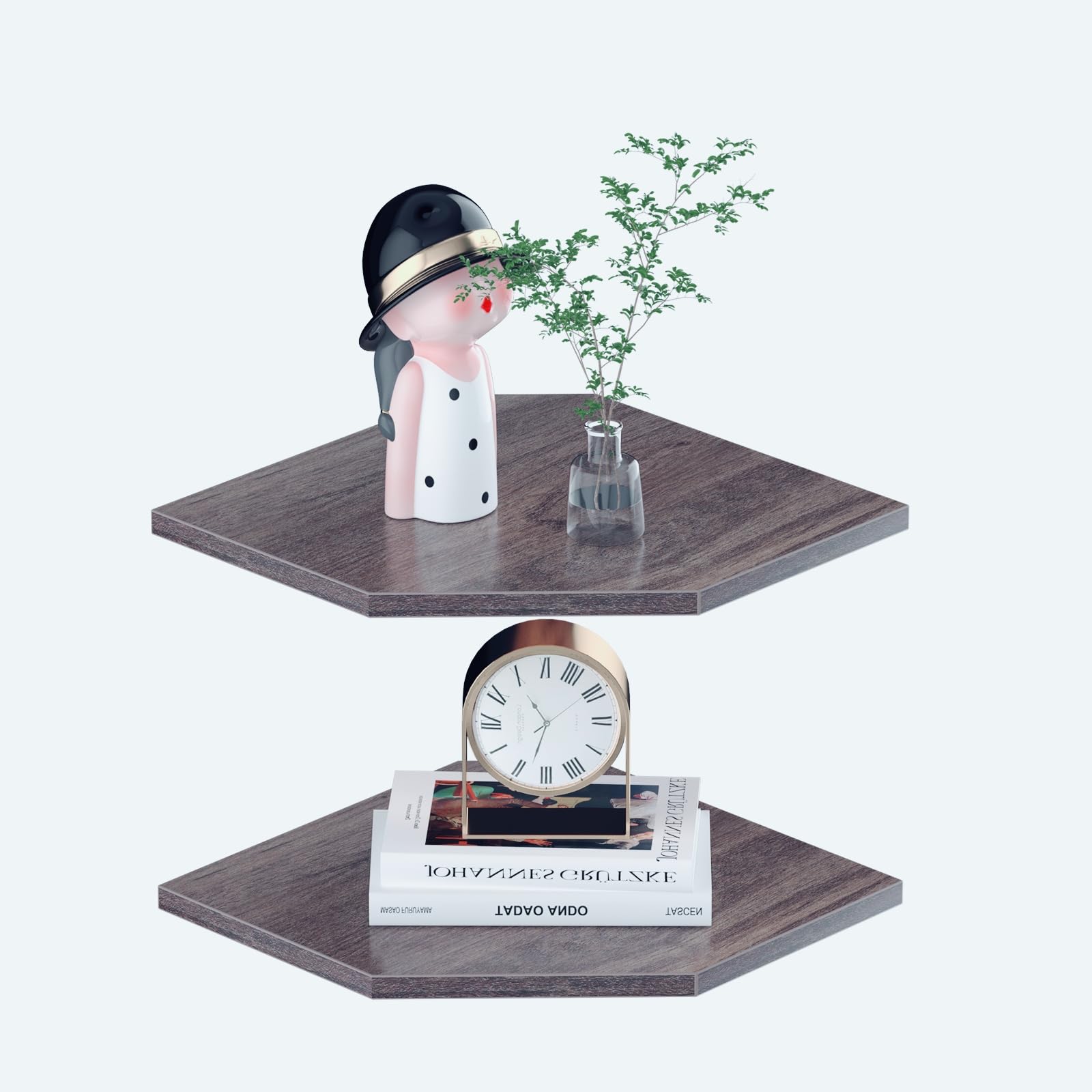 JJL Corner Shelf, 12 Inch Corner Shelf Wall Mounted with Wire Hole, 2 ...