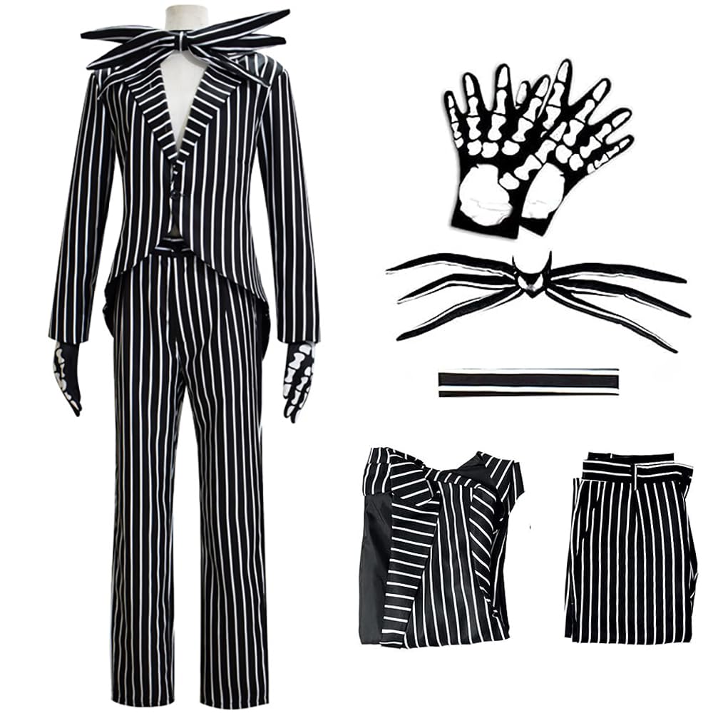 Jack Skeleton Skellington Costume With Bowtie Skeleton Nightmare Suit ...