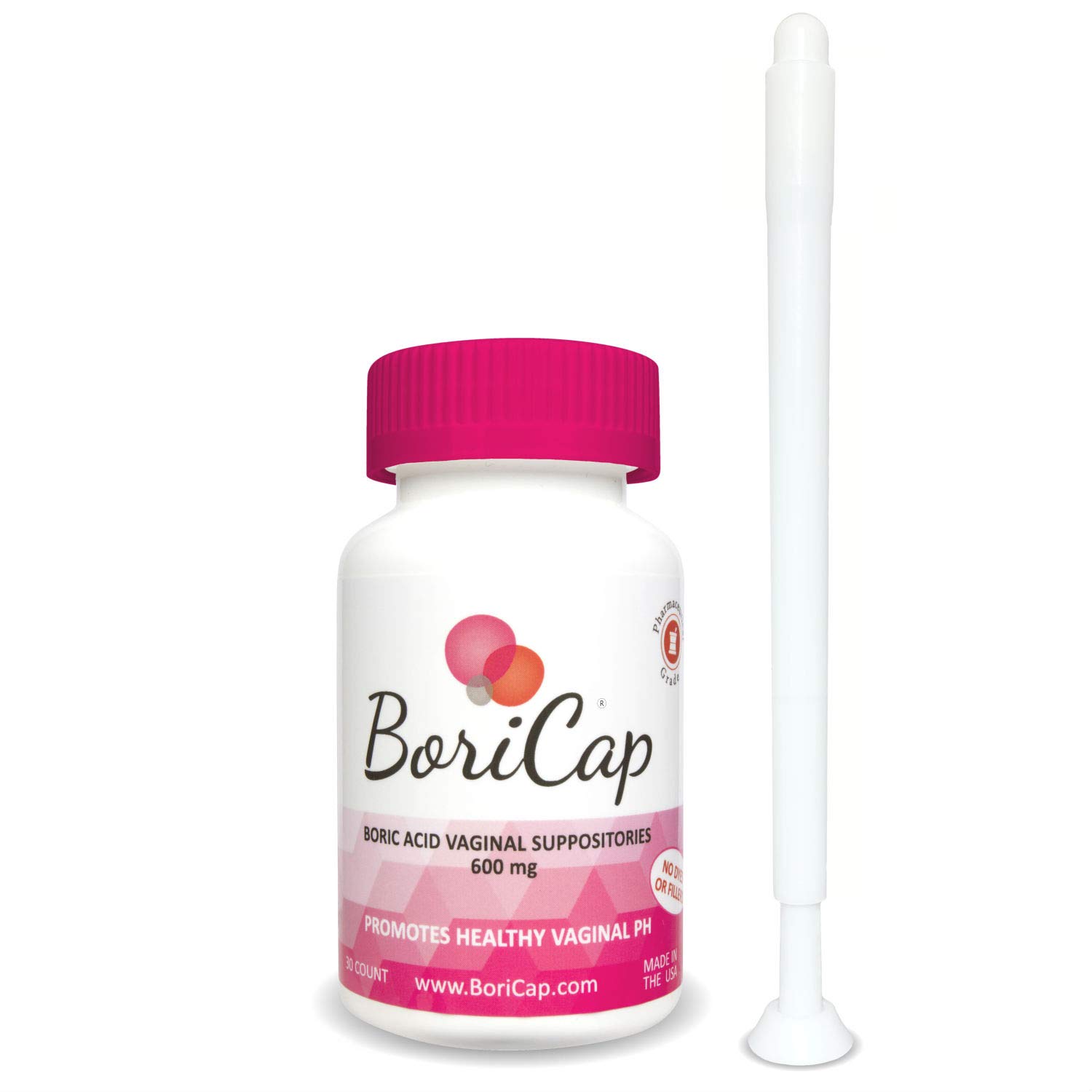 BoriCap Boric Acid Vaginal Suppositories 60 Count | with Applicator