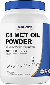 Amazon.com: Nutricost C8 MCT Oil Powder 2LBS (32oz) - 95% C8 MCT Oil ...
