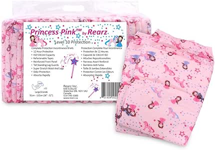 Rearz - Princess Pink - Adult Diaper (12 Pack) (Large 36'' - 52 ...