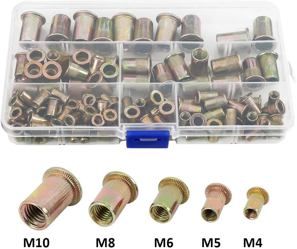Nietmutter Set 120 teilig Nietmuttern Stahl Flachkopf Blindnietmuttern ...