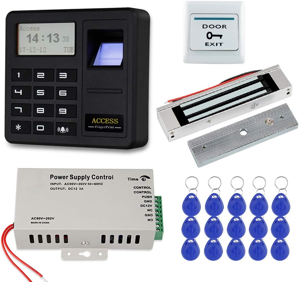FST Fingerprint Door Access Control System Biometric RFID Keypad + 12V 3A Power Supply + 180KG ...