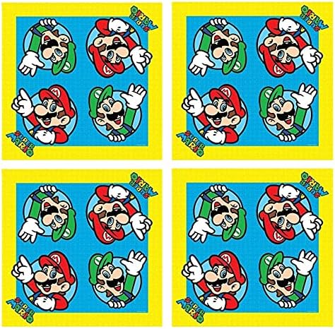 Toptoys2u Bargain Bundles Super Mario Bros Pack of 16 x 4 Party Napkins ...