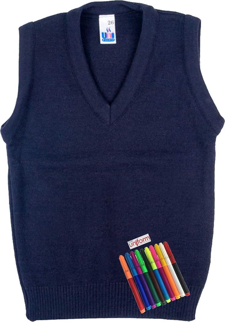 School Uniform V Neck Tank Top Sleeveless Jumper Navy 9-10 Years ...
