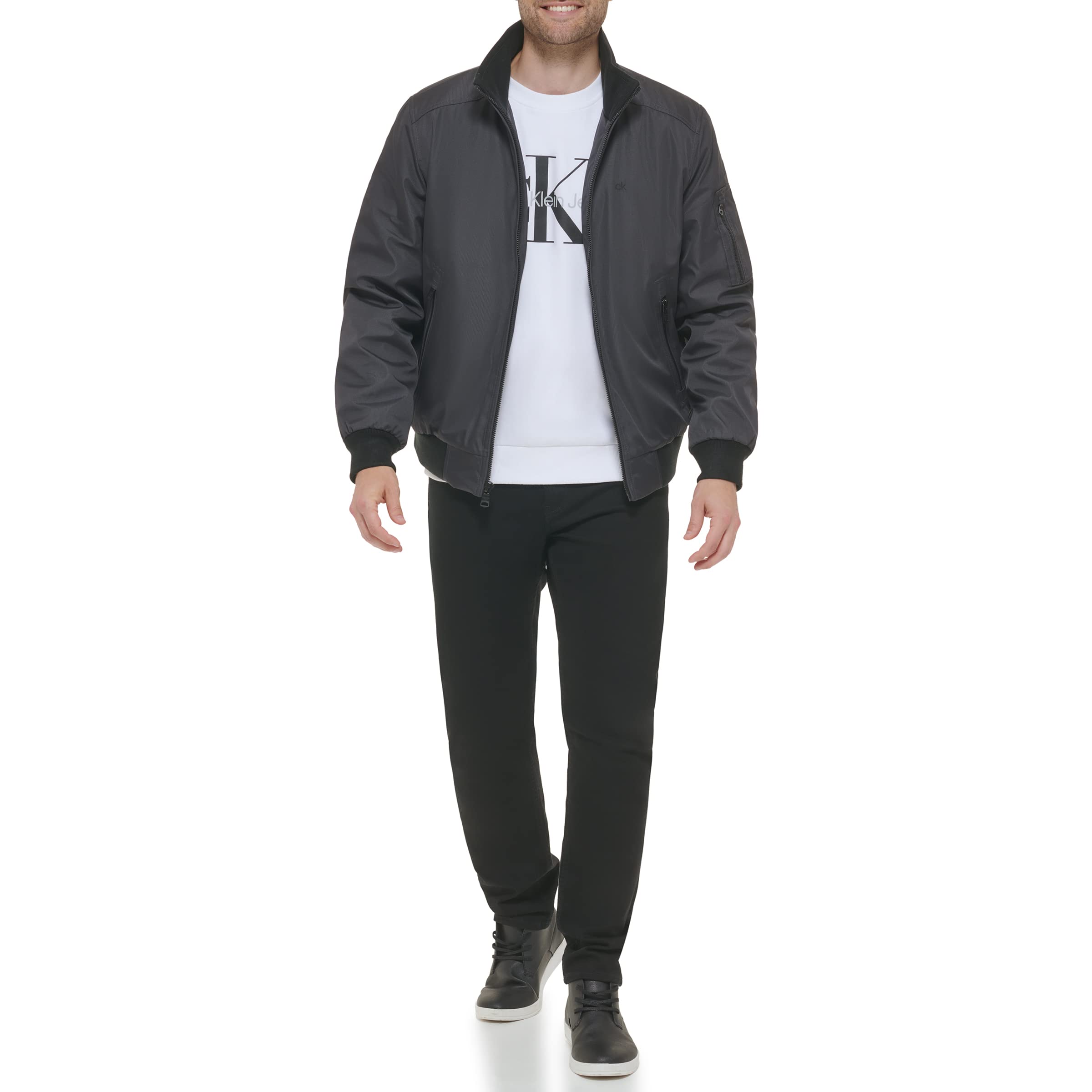 Calvin Klein Men's Resistant Rain or Blocks Wind Black Jacket Size M ...
