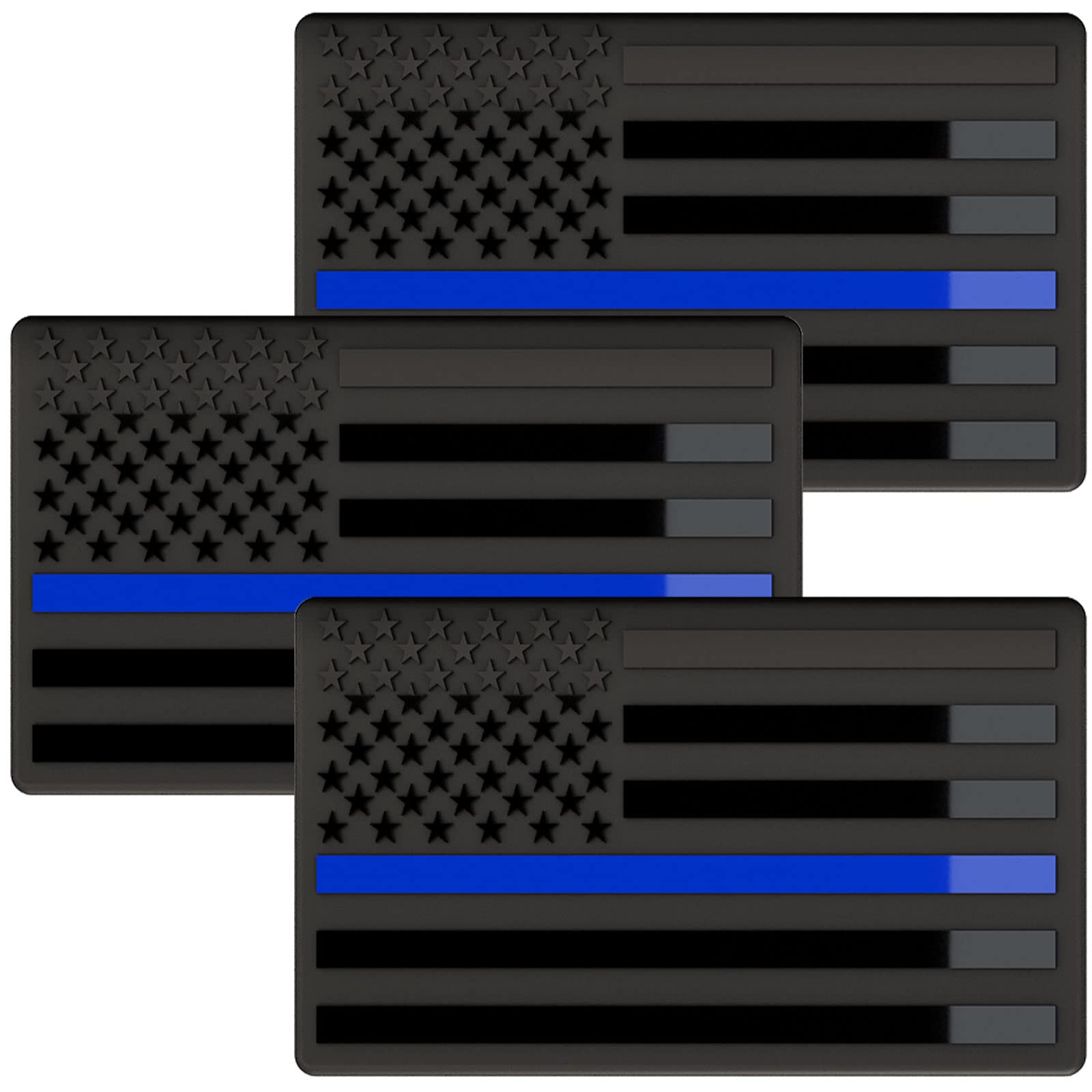 Embossed 3D Metal Thin Blue Line All Black American Flag Emblem Decal ...