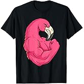 Amazon.com: Funny Flamingo Weightlifting Bodybuilder Muscle Fitness T ...