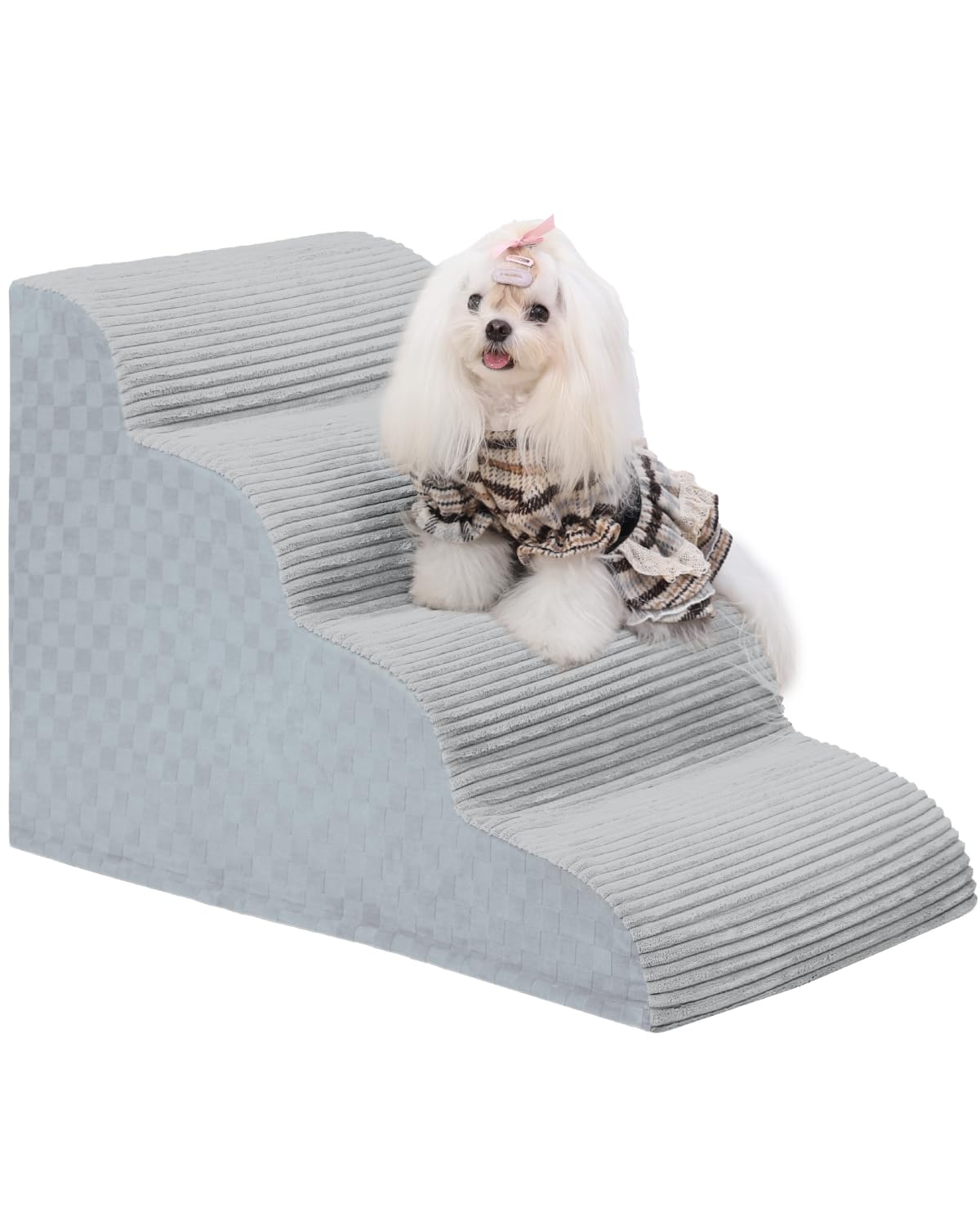 Dog Stairs Curved Ramp for Small Dogs 19.5" H, 4-Step Pet Stairs for ...