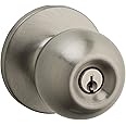 Weiser Regina Satin Nickel Front Door Knob with Lock and Key, Exterior/Interior Door Handles ...