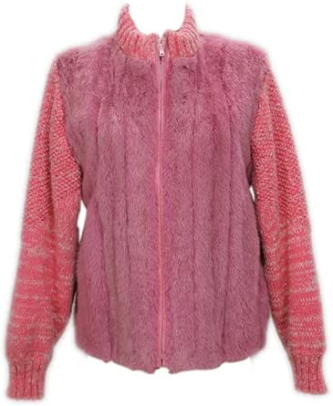 57911 New Pink Knit Knitted Sleeves Mink Fur Trim Jacket Coat Stroller ...